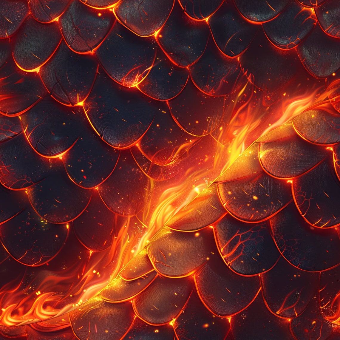 Seamless Patterns - RED DRAGON Hand Drawn Scales - Digital Scrapbook ...