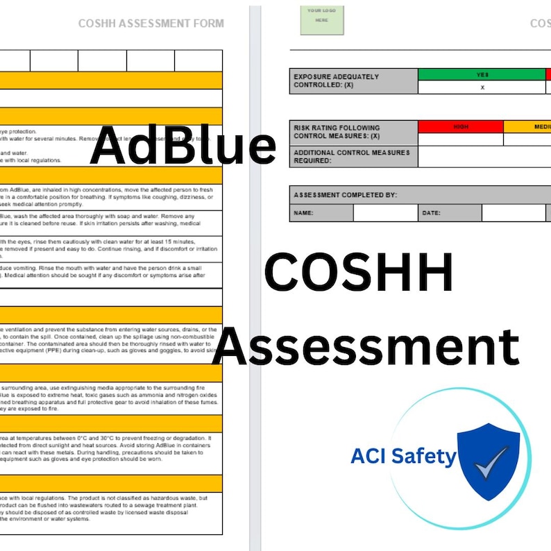 Adblue COSHH Assessment Template - Etsy