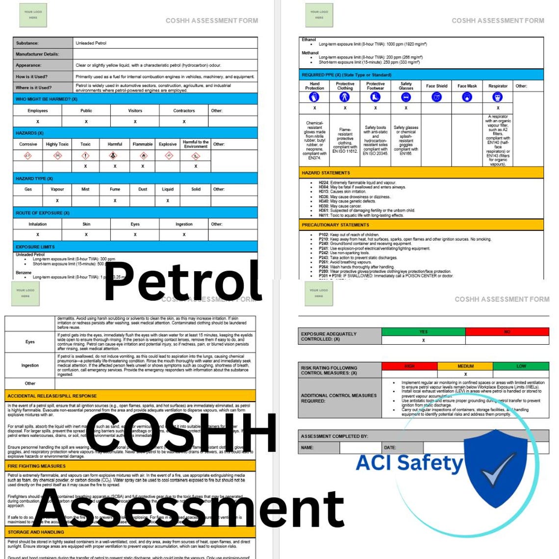 Petrol COSHH Assessment Template – MS Word - Etsy