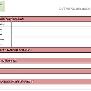 Blank COSHH Assessment Template MS Word, Fully Customisable, Editable ...
