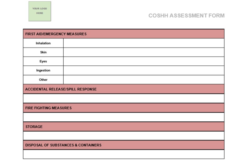 Blank Coshh Assessment Template Ms Word Fully Customisable Editable And Brandable Etsy Canada