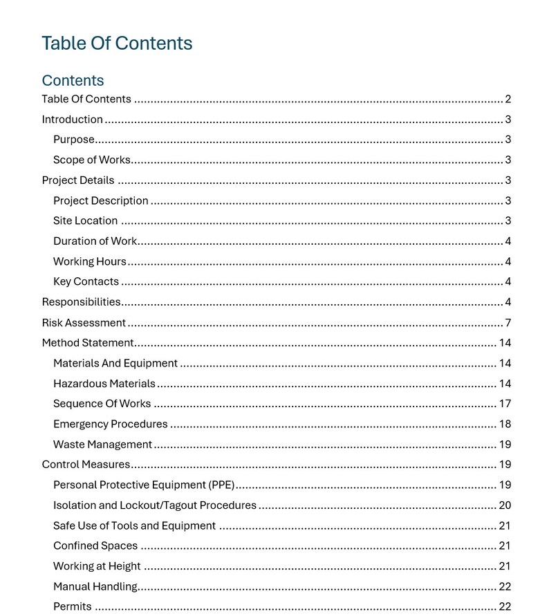 Electrical Work Method Statement Template, Risk Assessment, Electrical ...