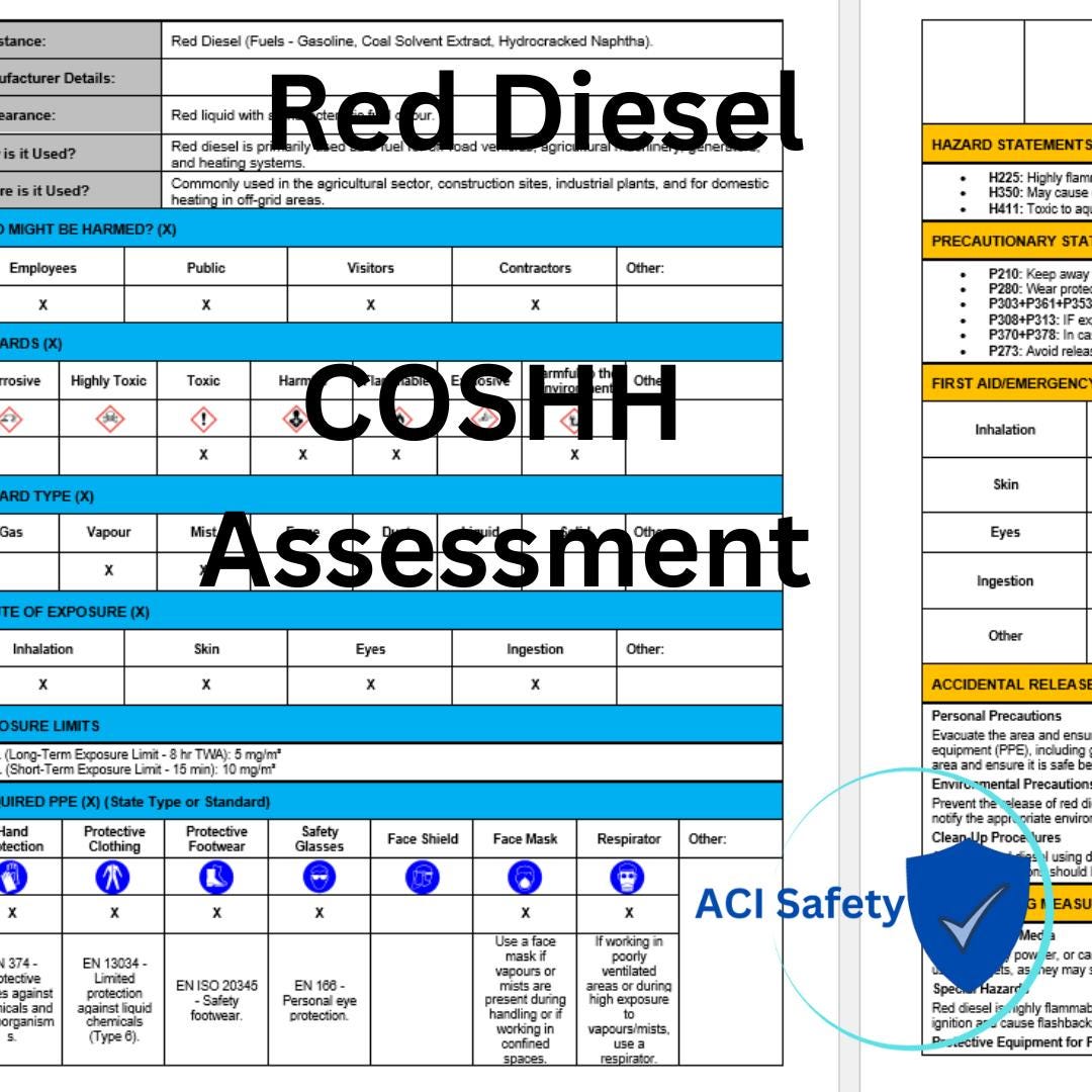 Red Diesel COSHH Assessment Template - Etsy