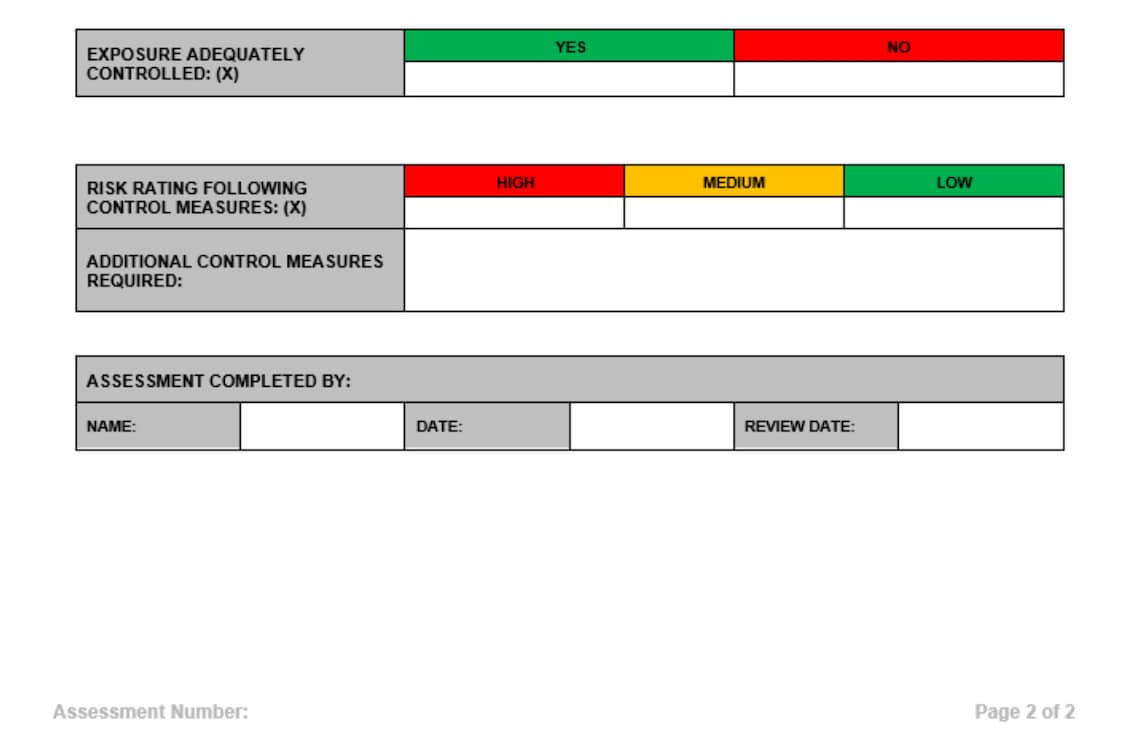 Blank COSHH Assessment Template MS Word, Fully Customisable, Editable ...