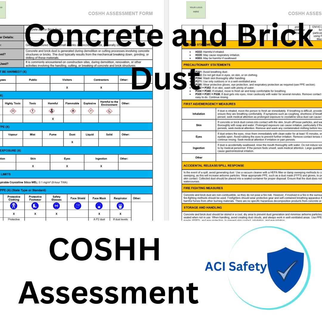 Concrete and Brick Dust COSHH Assessment Template – MS Word - Etsy