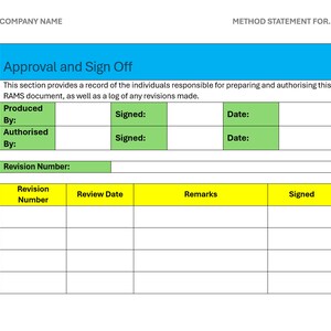 Blank Method Statement Template. Fully Customisable, Editable ...