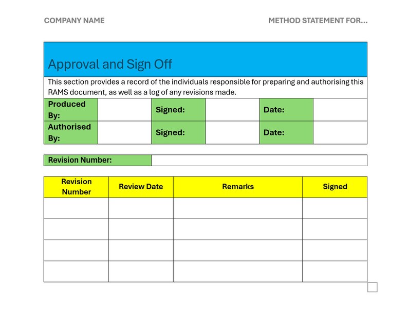 Blank Method Statement Template. Fully Customisable, Editable ...