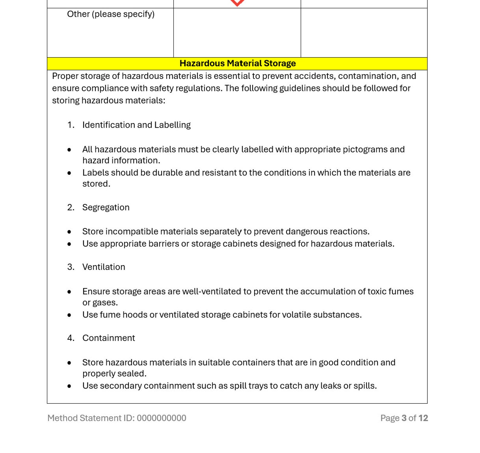 Blank Method Statement Template. Fully Customisable, Editable ...