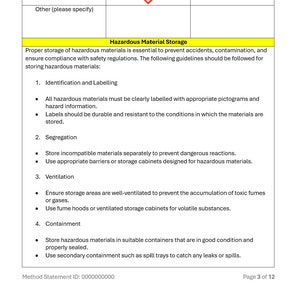 Blank Method Statement Template. Fully Customisable, Editable ...