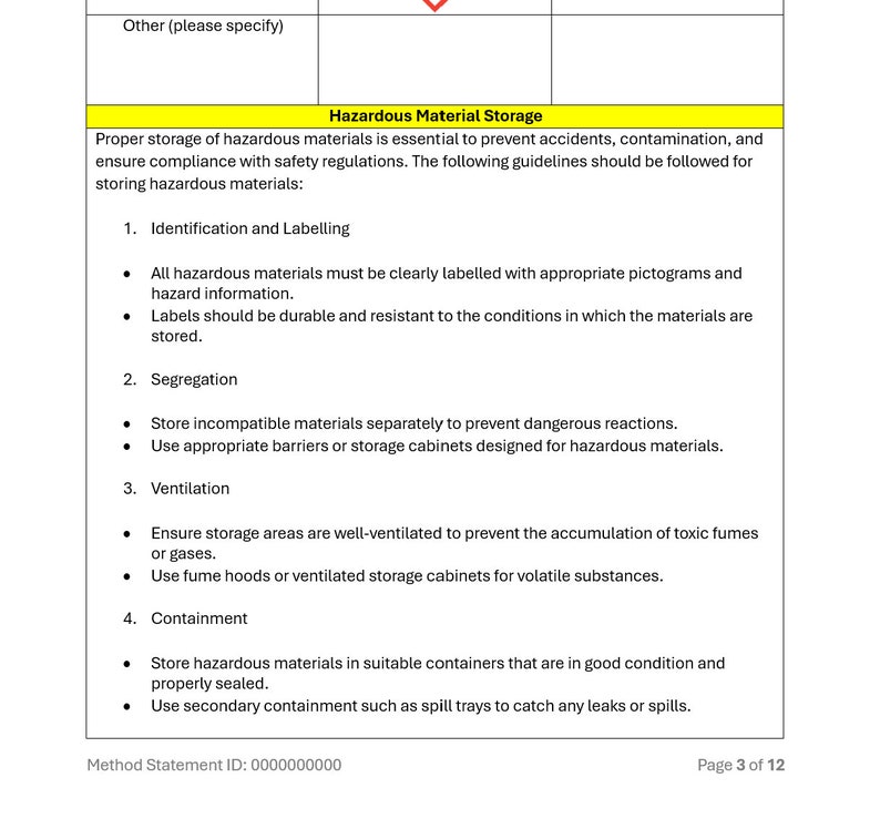 Blank Method Statement Template. Fully Customisable, Editable ...