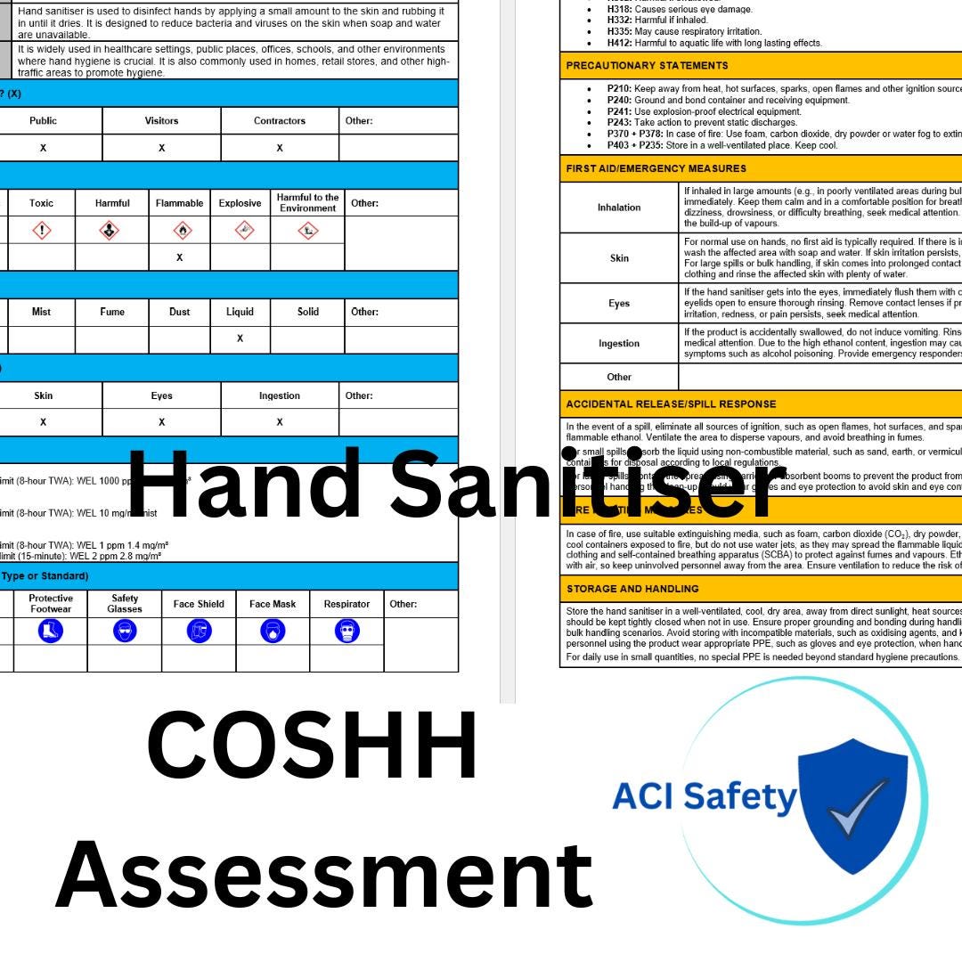 Hand Sanitiser COSHH Assessment Template – MS Word - Etsy
