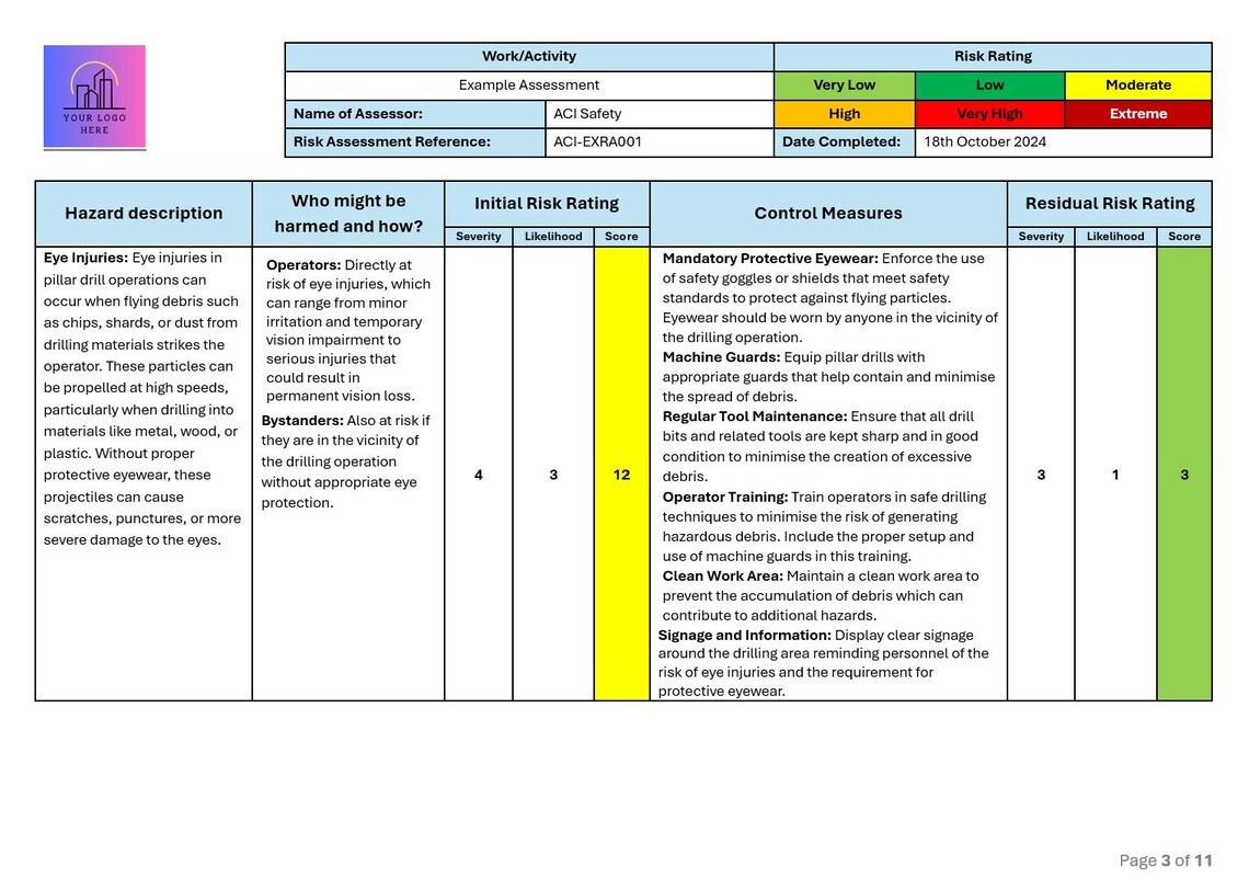 Blank Risk Assessment Template in Word – Fully Customisable for Your ...