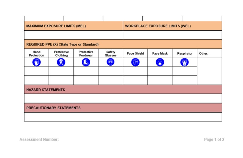 Blank Coshh Assessment Template Ms Word Fully Customisable Editable And Brandable Etsy Canada
