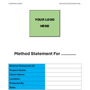 Blank Method Statement Template. Fully Customisable, Editable ...