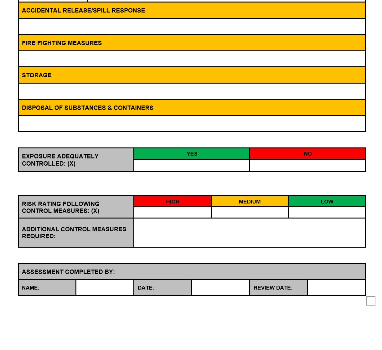 Blank COSHH Assessment Template - MS Word, Fully Customisable, Editable ...