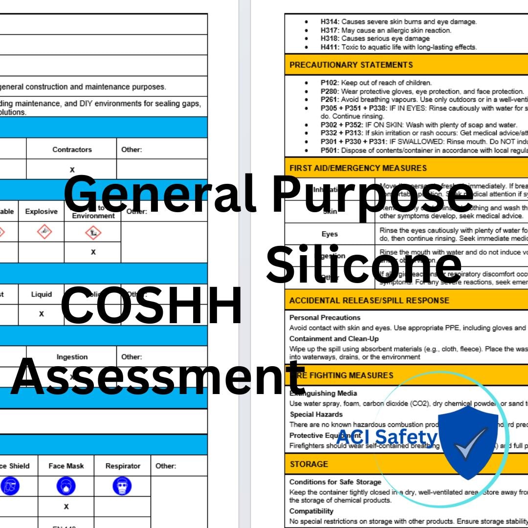 General Purpose Silicone COSHH Assessment Template - Etsy