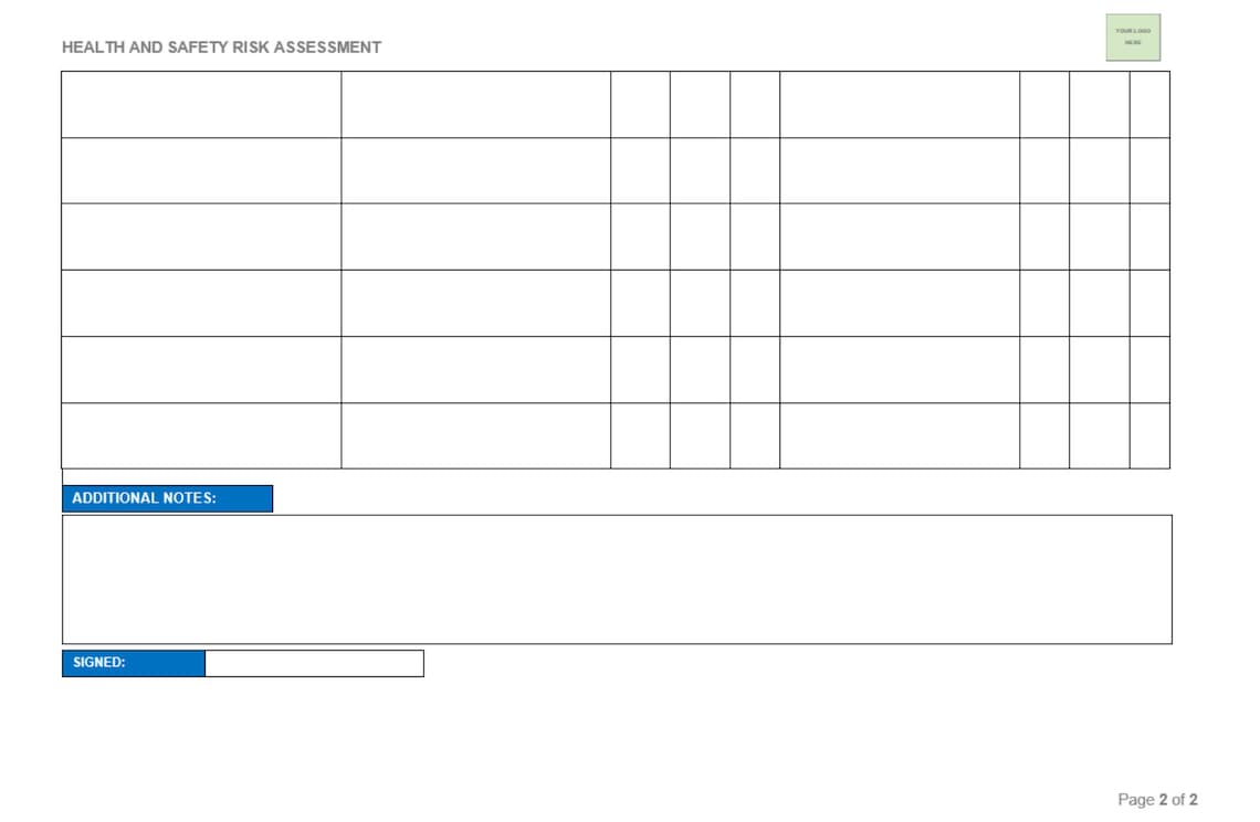 Blank Risk Assessment Template - MS Word, Fully Customisable, Editable ...