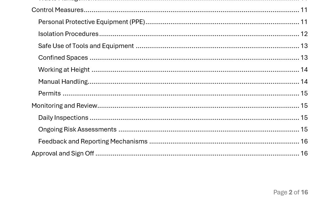 Blank RAMS Template, Blank Method Statement Template, Blank Risk ...