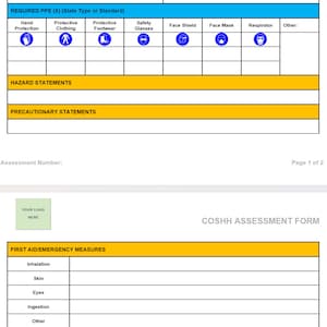 Blank COSHH Assessment Template - MS Word, Fully Customisable, Editable ...