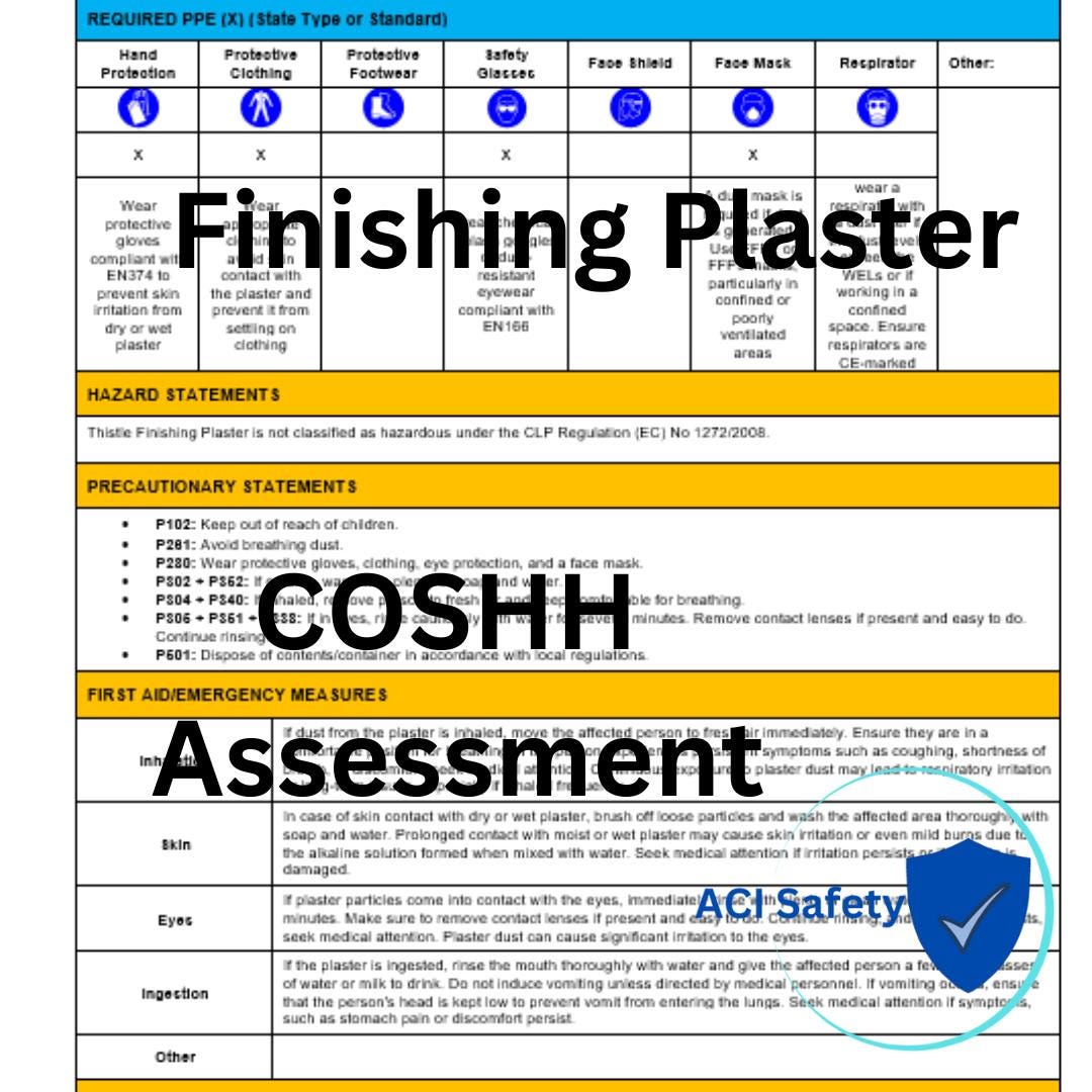 Finishing Plaster COSHH Assessment Template - Etsy