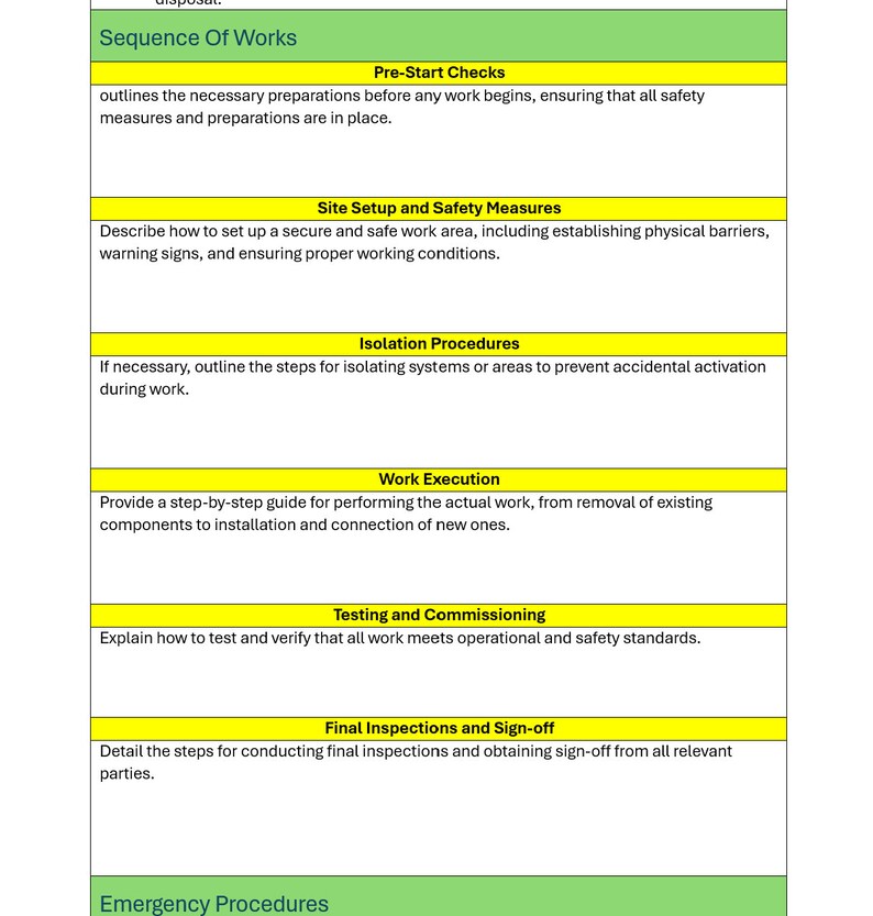 Blank Method Statement Template. Fully Customisable, Editable ...