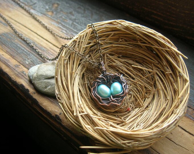 Custom Rustic Robins Nest Necklace Bird Nest Necklace Copper Nest ...