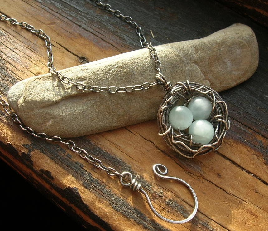 Custom Rustic Robin's Nest Necklace Bird Nest Necklace Sterling Silver ...