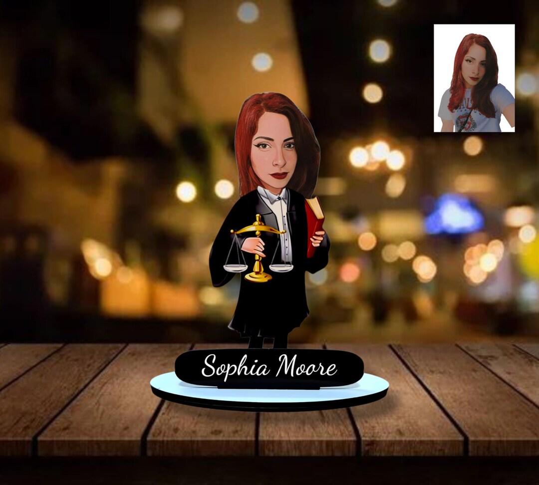 Personalized Wooden Cartoon Lawyer Figurine, Custom Lawyer Portrait ...