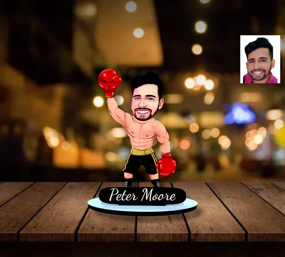Personalized Wooden Cartoon Boxer Figurine: Boxing Gift - Etsy