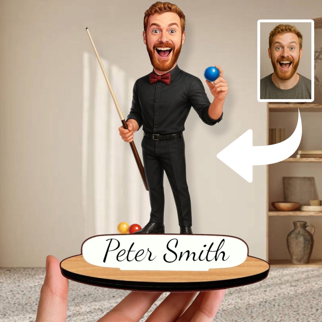 Personalized Pool Player Gift – Custom Billiards Caricature Figurine ...