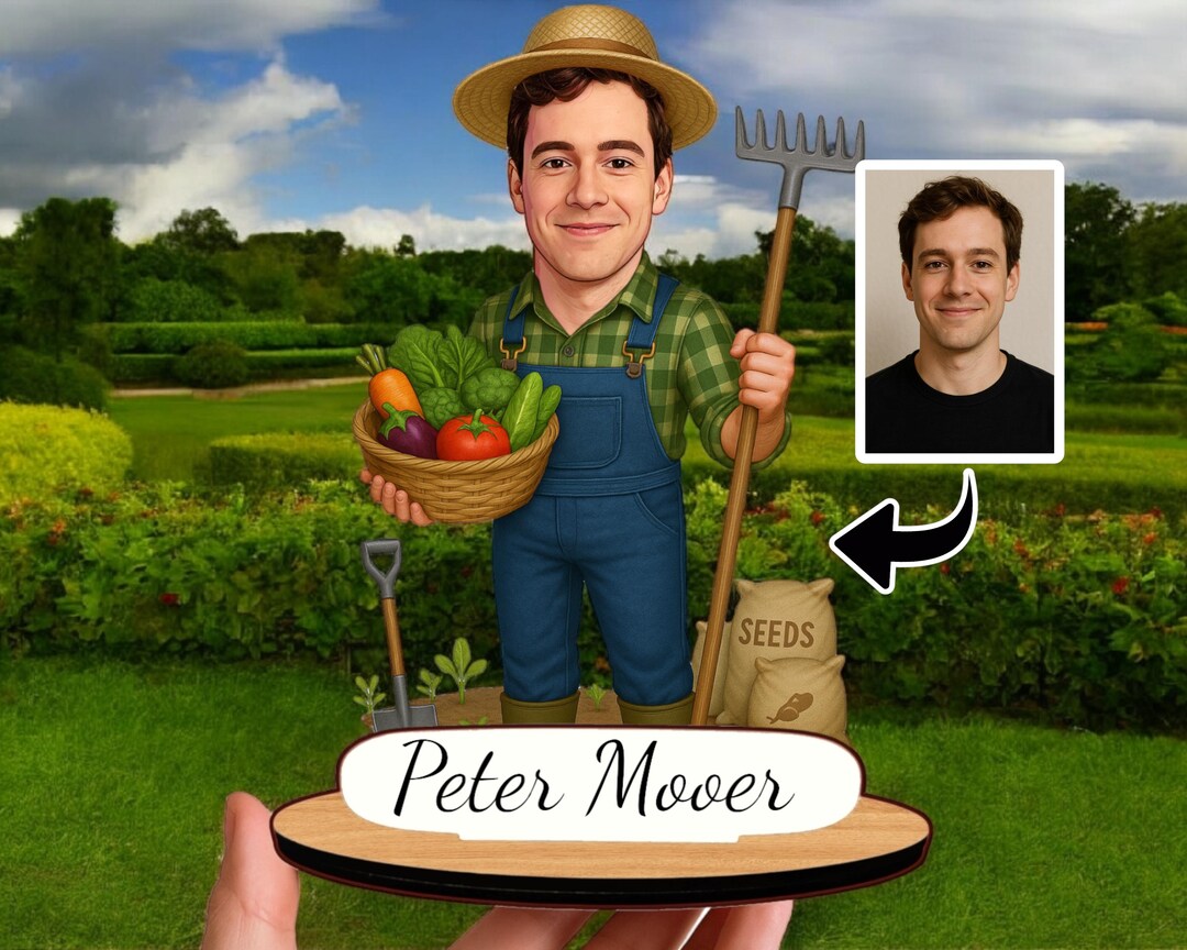 Personalized Farmer Gift: Custom Wooden Caricature Figurine, Farming ...