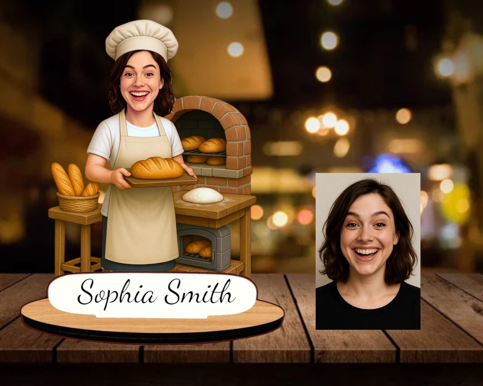 Personalized Female Baker Gift: Custom Wooden Caricature Figurine ...