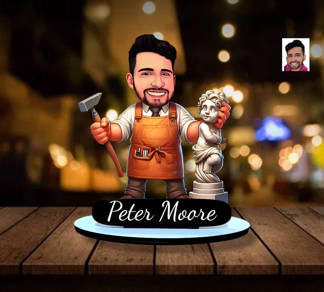 Personalized 3D Sculptor Figurine Trinket, Custom Cartoon Sculptor ...