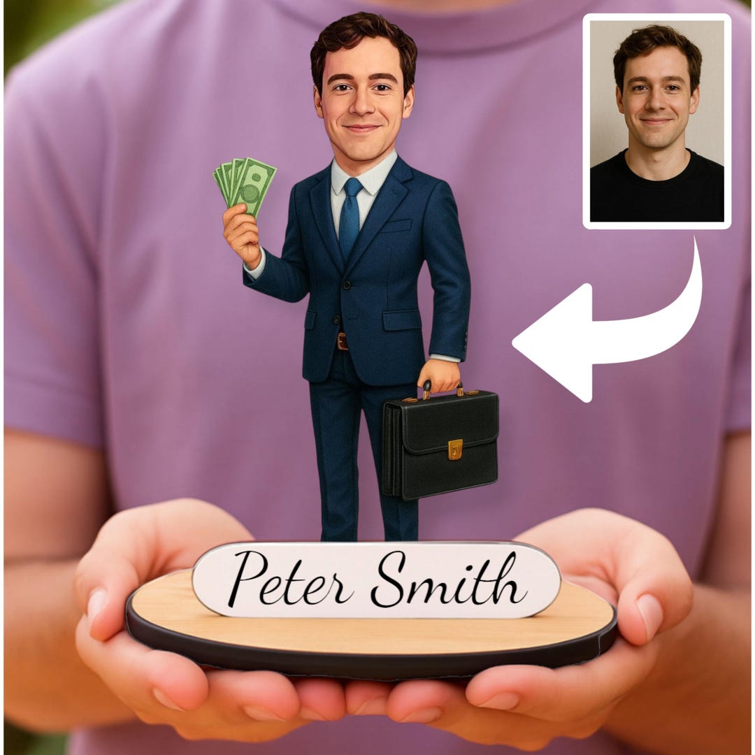 Personalized Banker Gift: Custom Wooden Caricature, Office Desk Decor ...