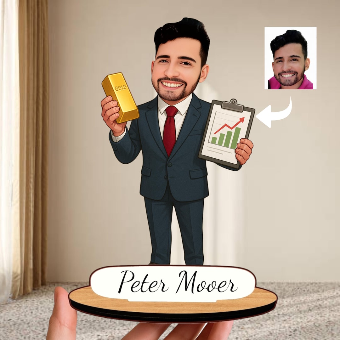 Personalized Banker Gift: Custom Wooden Caricature Figurine, Finance ...