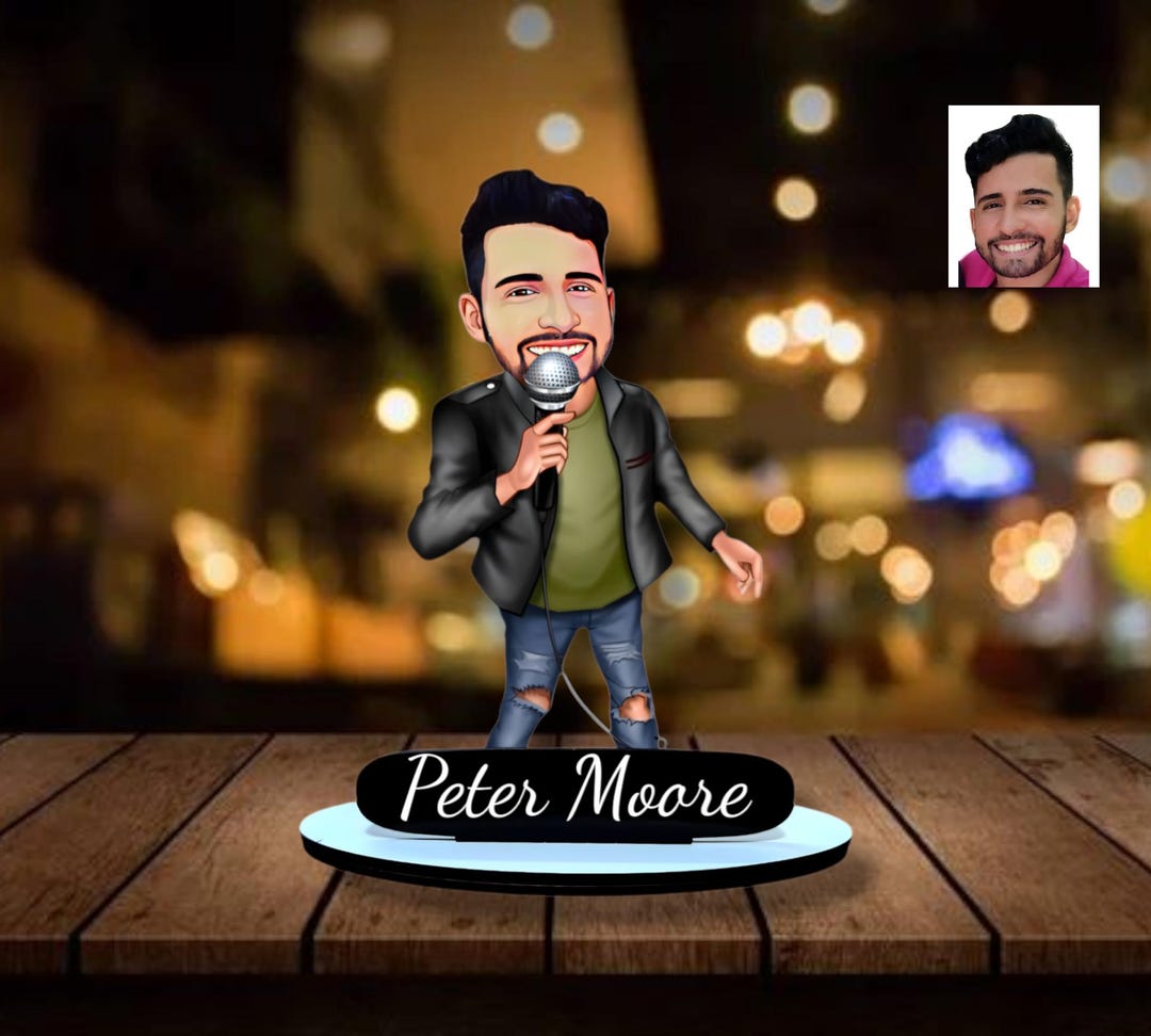 Personalized 3D Wooden Singer Figurine, Custom Cartoon Musician ...