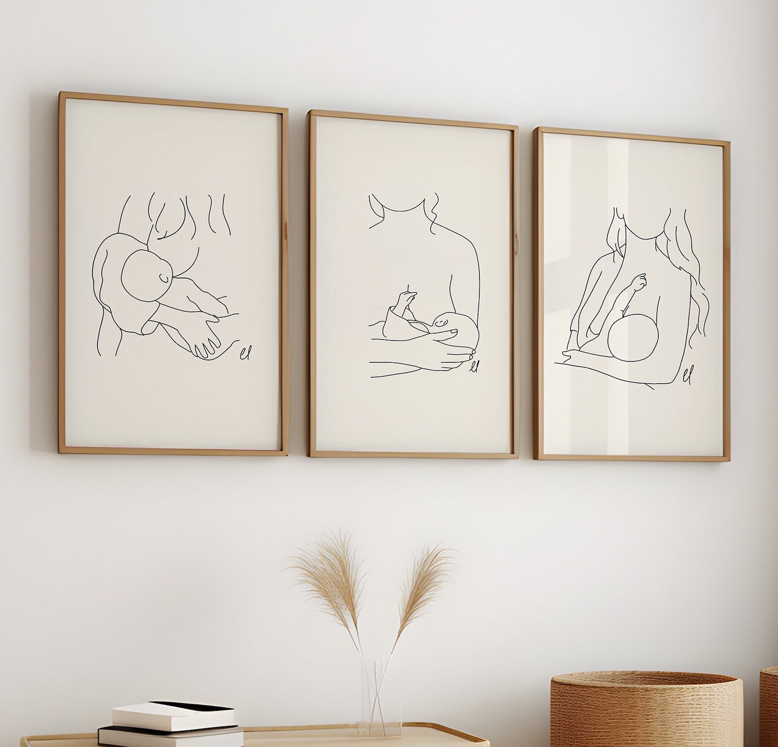 Breastfeeding Line Art Prints: Mother & Baby Set (digital Download) - Etsy