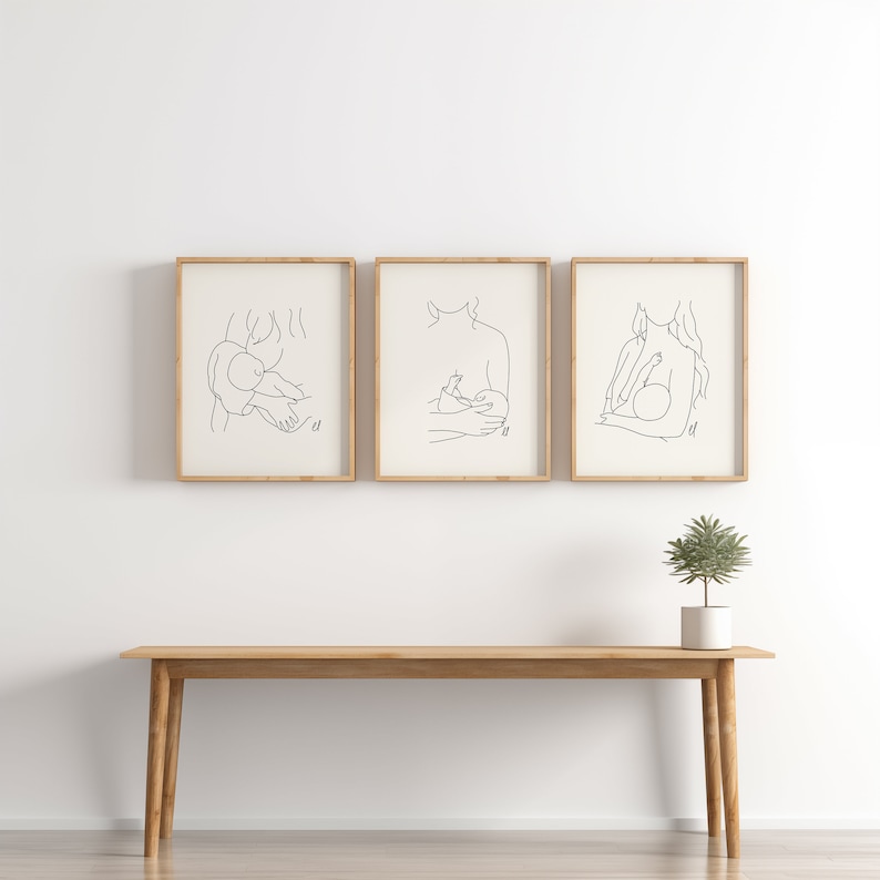 Breastfeeding Line Art Prints: Mother & Baby Set (digital Download) - Etsy