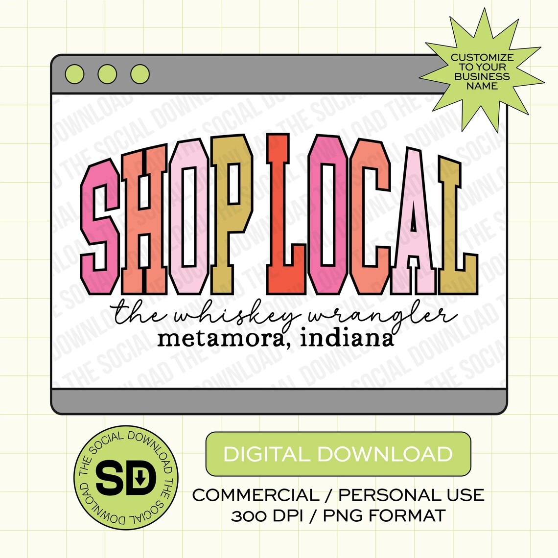Varsity Shop Local Boutique Name PNG, Custom Shop Small Png, Checkered ...