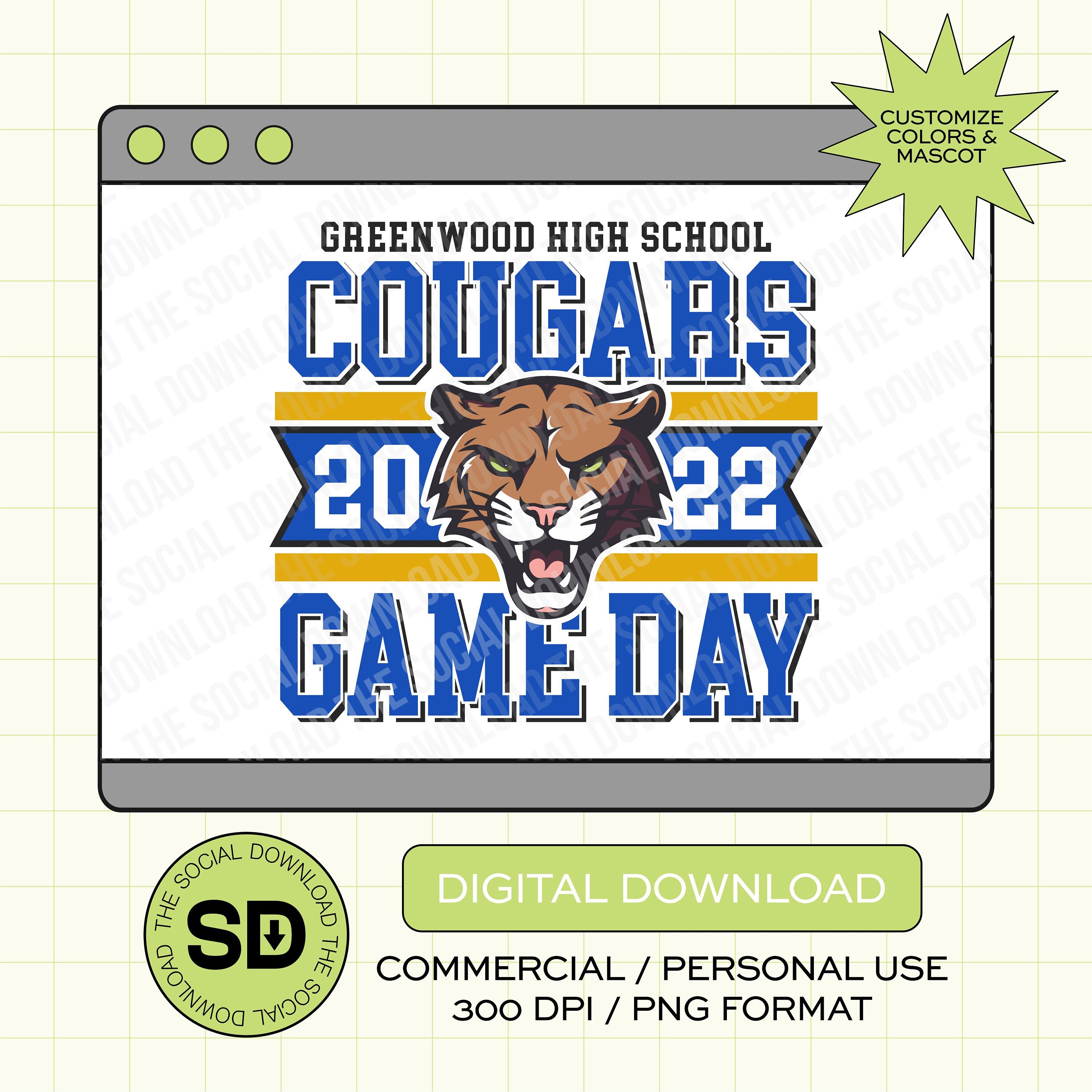 Center Mascot Custom School Spirit PNG Download File, Custom School Png ...