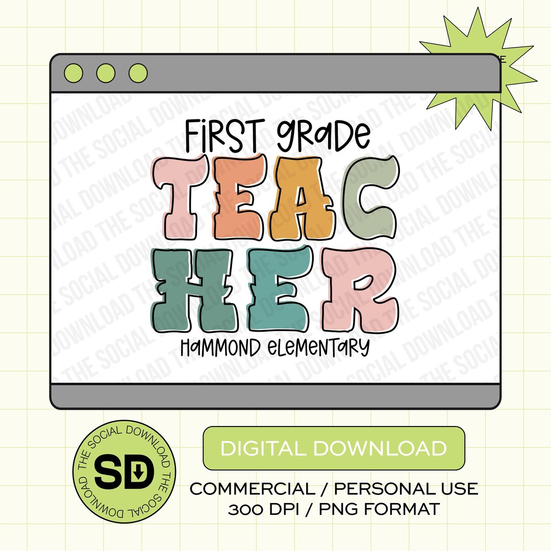 First Grade Teacher Custom School Png, Custom Elementary School Png ...