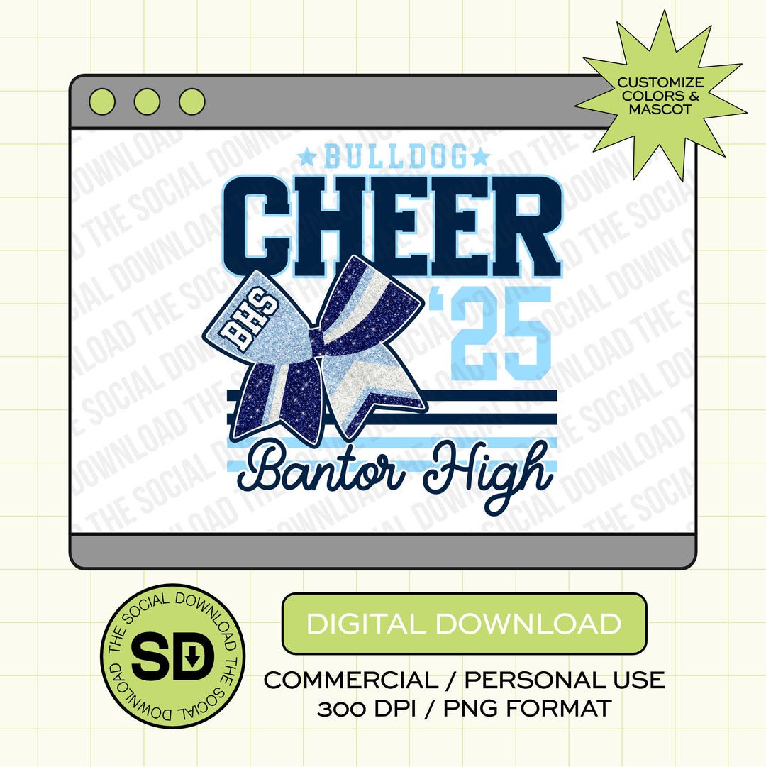 Faux Flitter Cheer Badge Custom School Spirit PNG Download File, Cheer ...