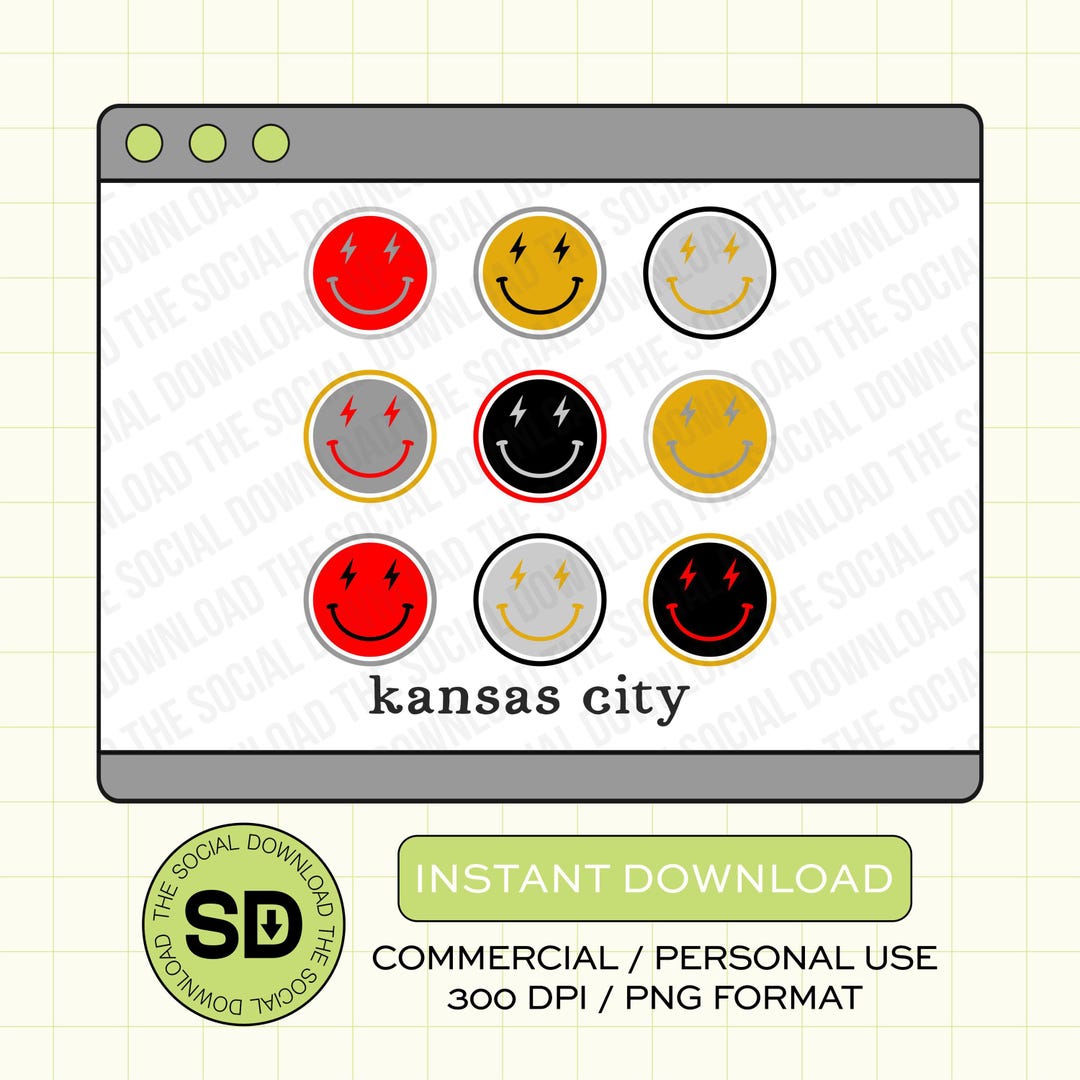 Kansas City Color Block Happy Faces PNG, Sports PNG, Sublimation, Dtf ...