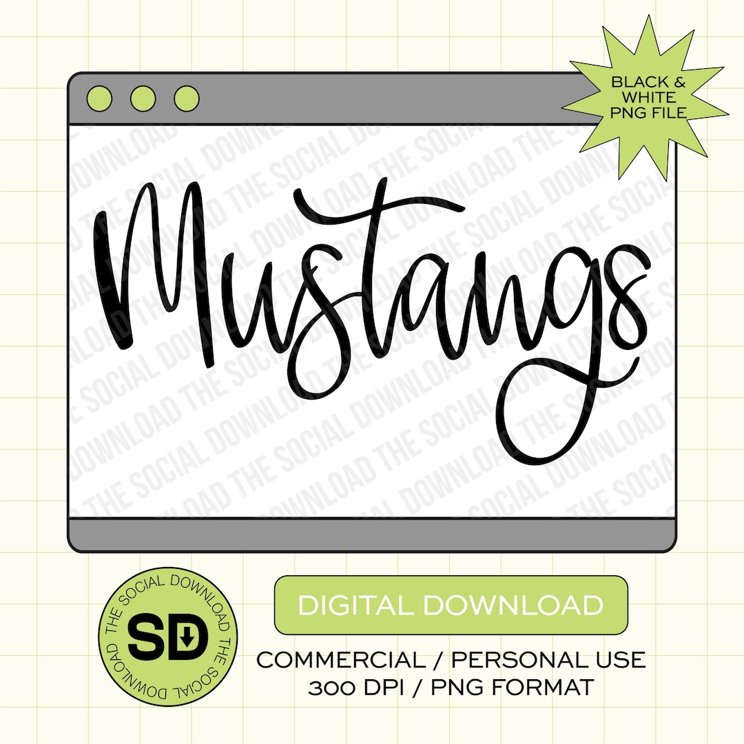 Mustangs Hand Lettered School Mascot Png, School Spirit Png, Custom ...