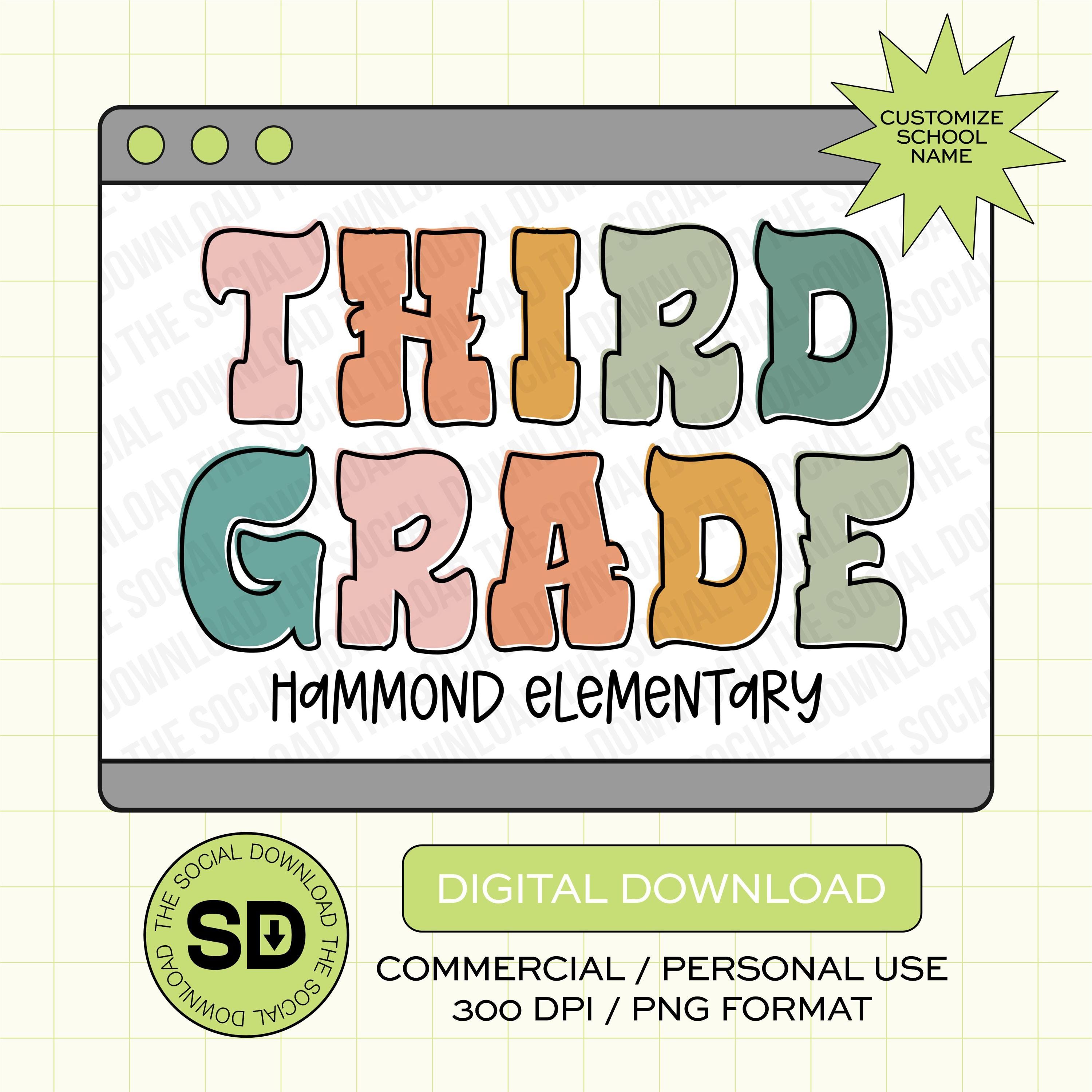 Third Grade Custom Grade School Png, Custom Elementary School Png, Back ...