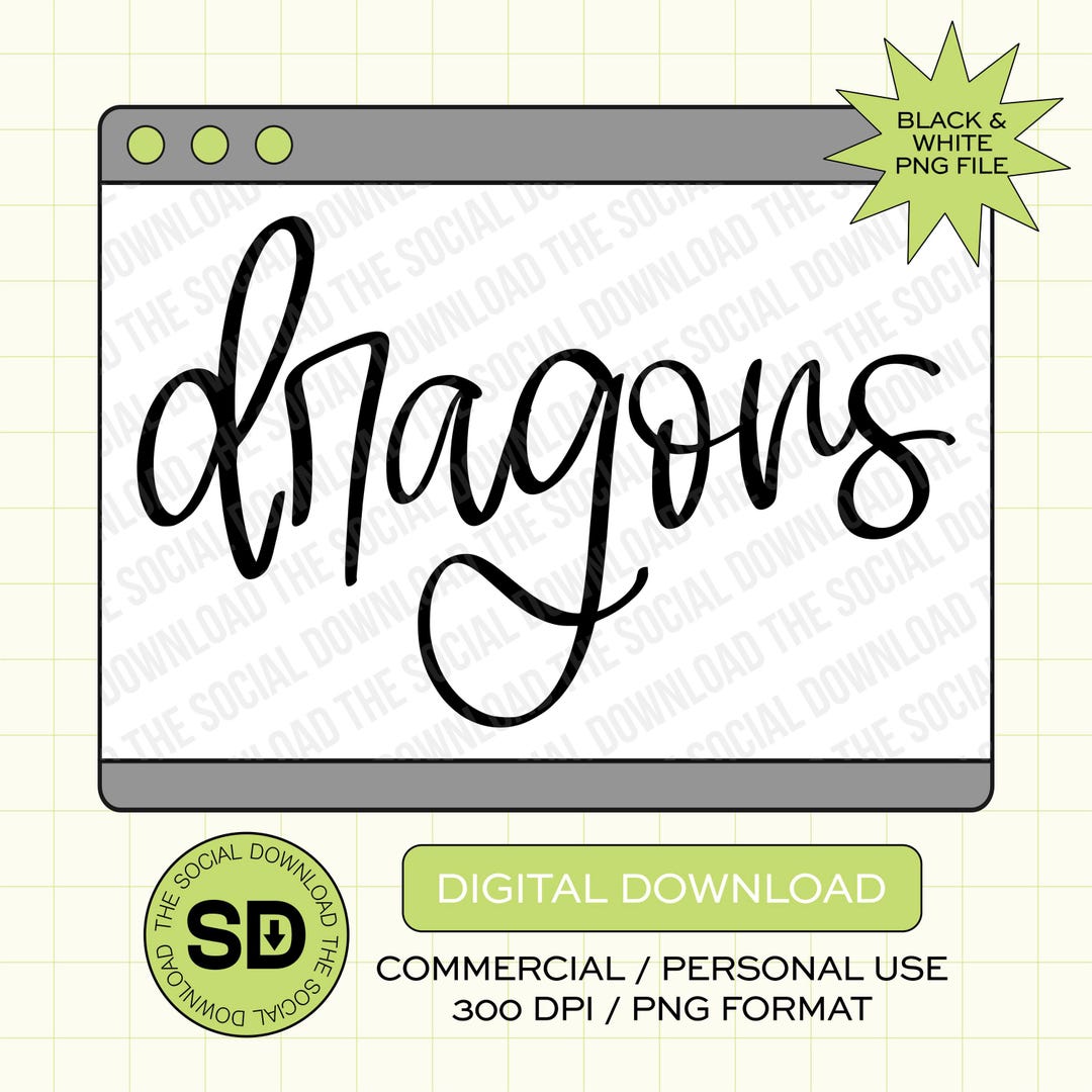 Dragons Hand Lettered School Mascot Png, School Spirit Png, Custom ...