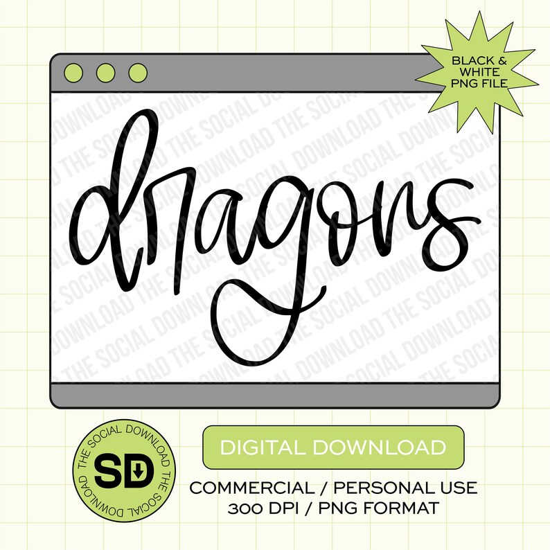 Dragons Hand Lettered School Mascot Png, School Spirit Png, Custom ...