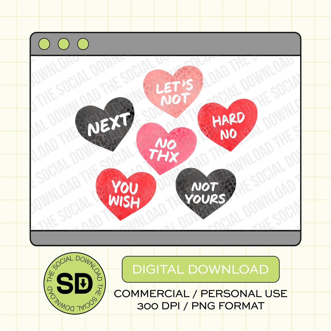 Rude Convo Hearts Valentines PNG Download, Valentines Digital Download ...