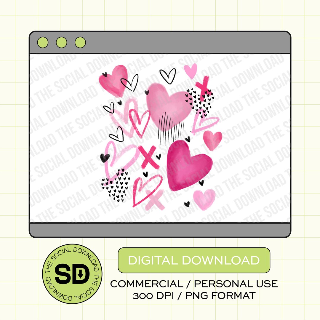 Hand Drawn Doodle Hearts Valentine PNG Download, Valentines Digital ...