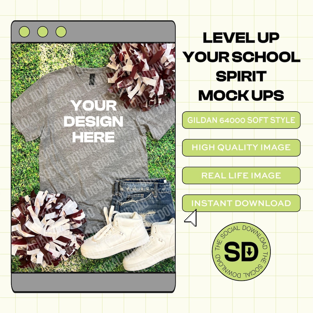 Gildan 64000 Graphite Heather With Maroon Pom Poms Mock Up, Gildan Soft ...